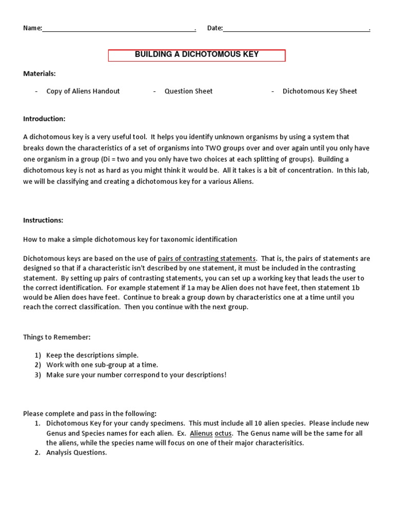 Dichotomous Key | PDF
