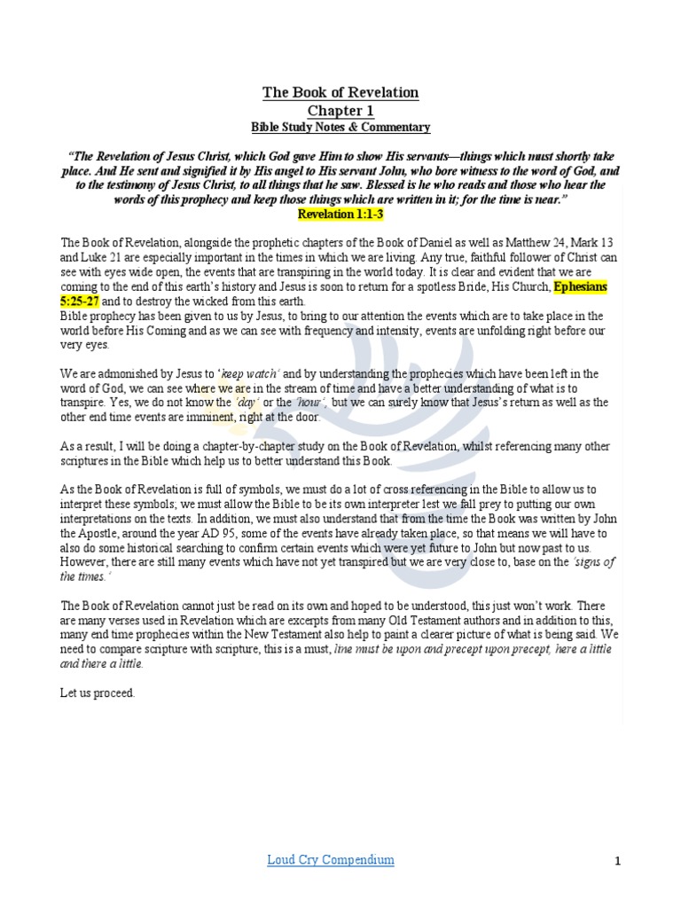 Revelation Chapter 1 | PDF | Jesus | Book Of Revelation