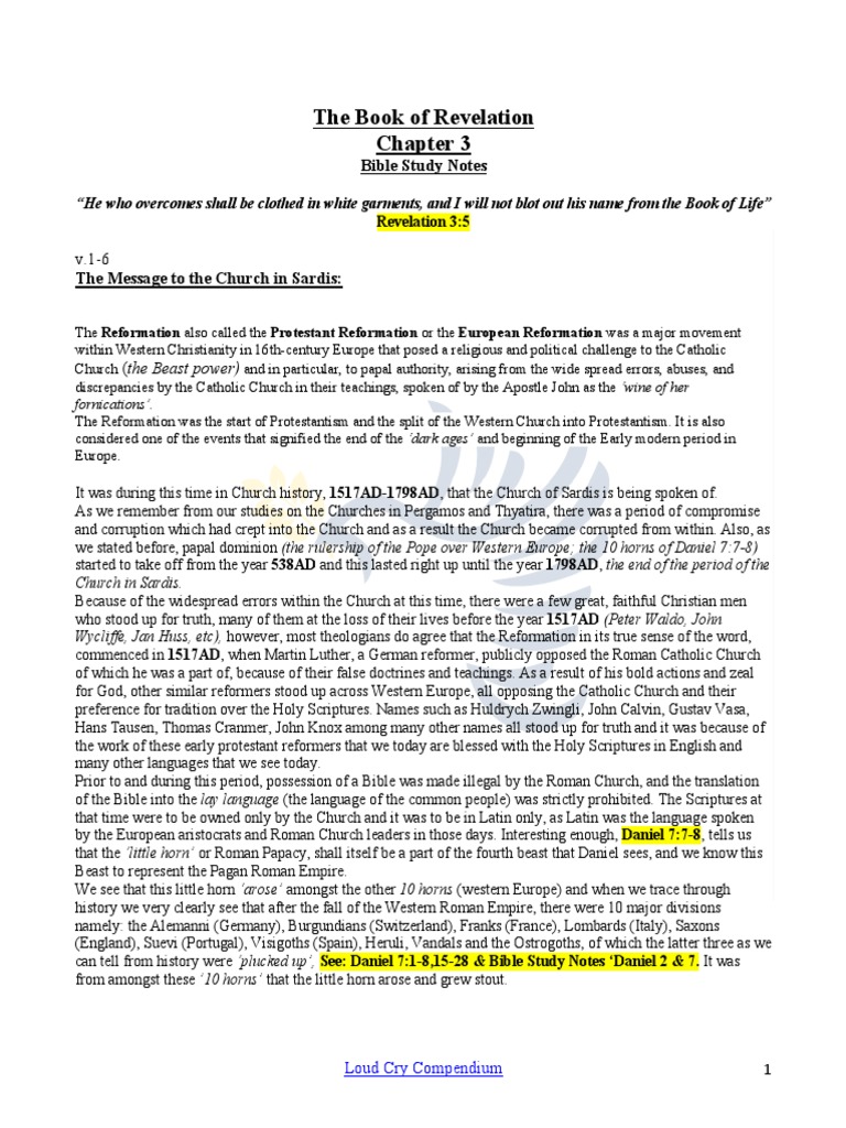 Revelation Chapter 3 | PDF | Jesus | Daniel (Biblical Figure)