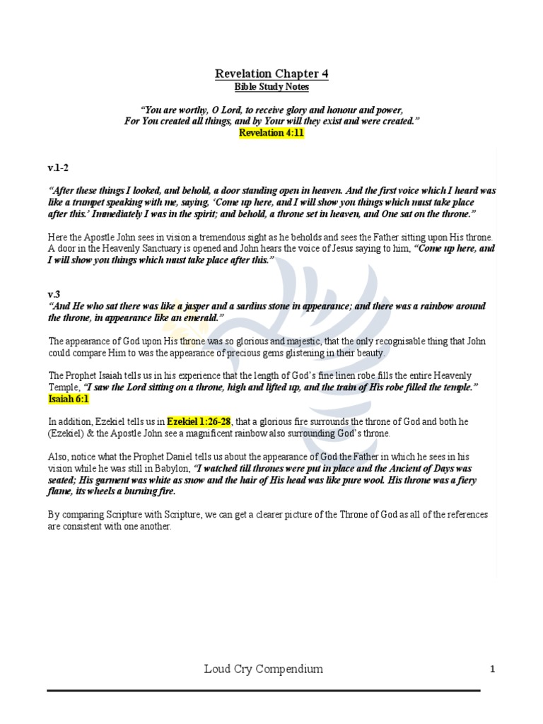 Revelation Chapter 4 | PDF | Glory (Religion) | Revelation