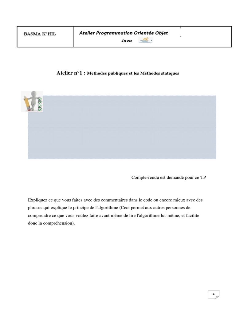 Atelier 1 | PDF | Classe (informatique) | Constructeur (programmation)