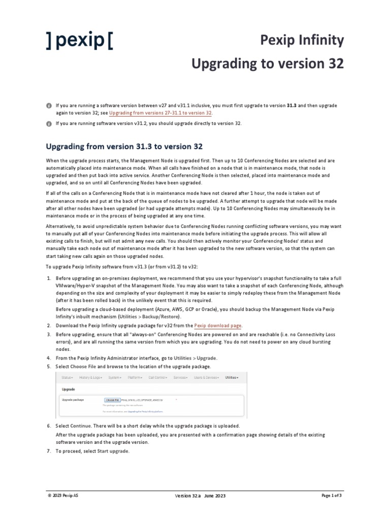 Pexip Infinity v32 Upgrade Guide | PDF | Cloud Computing | Computing