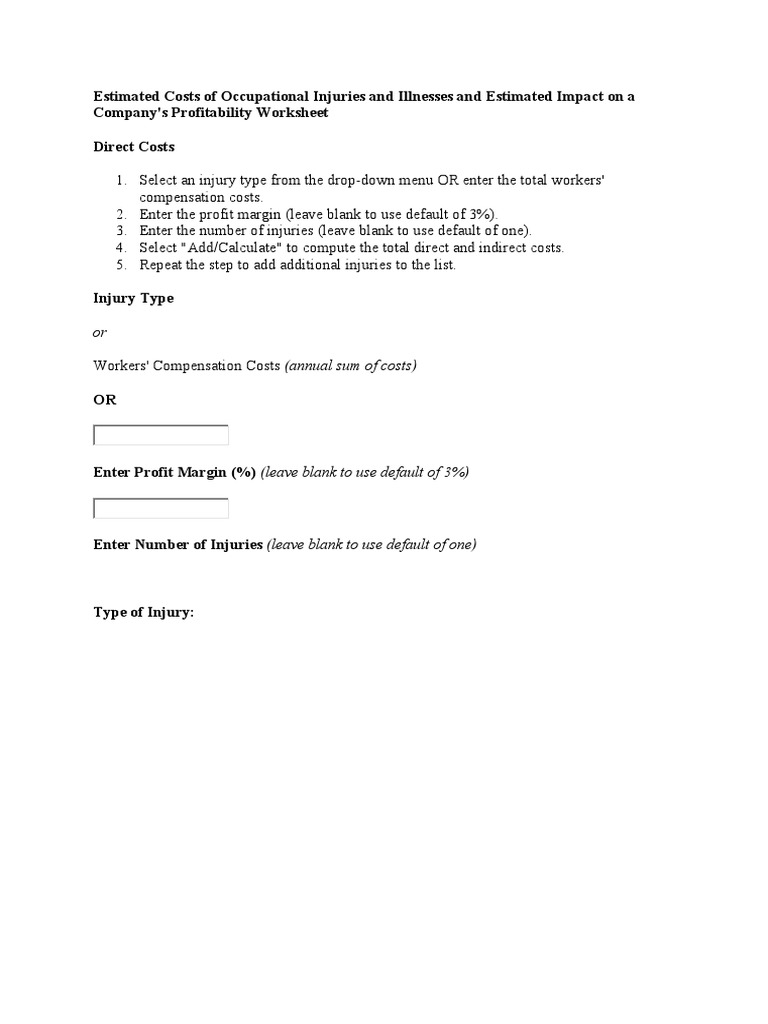 OSHA Estimated Costs of Occupational Injuries and Illnesses and ...