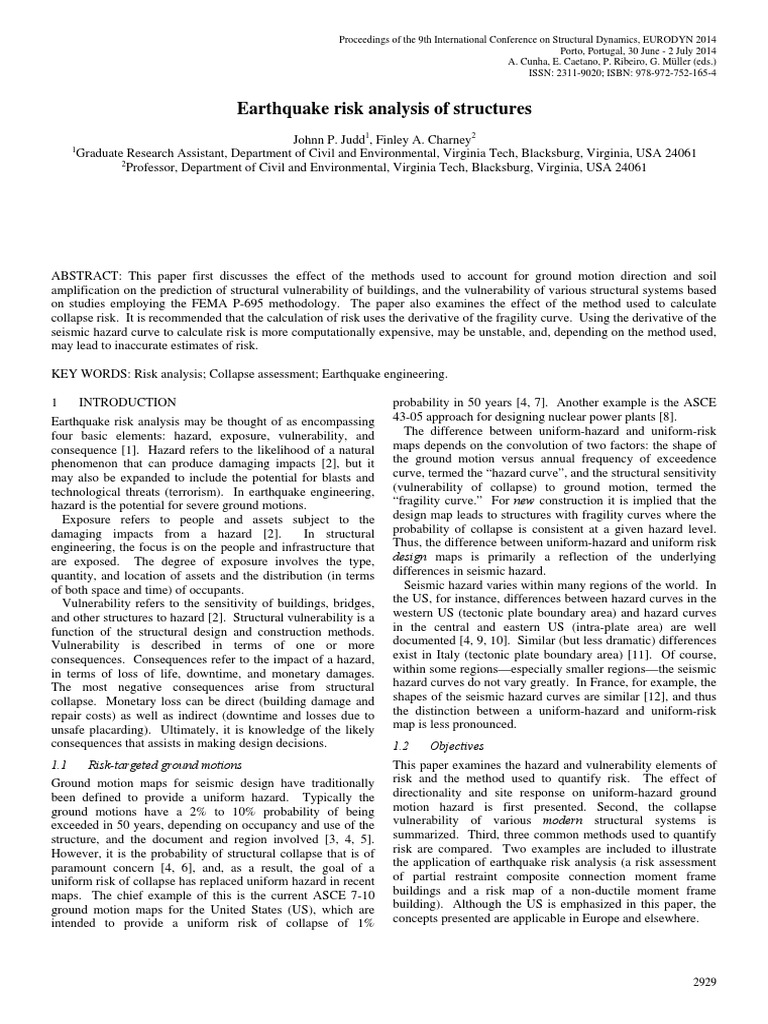 Earthquake risk analysis of structures | PDF | Risk | Hazards