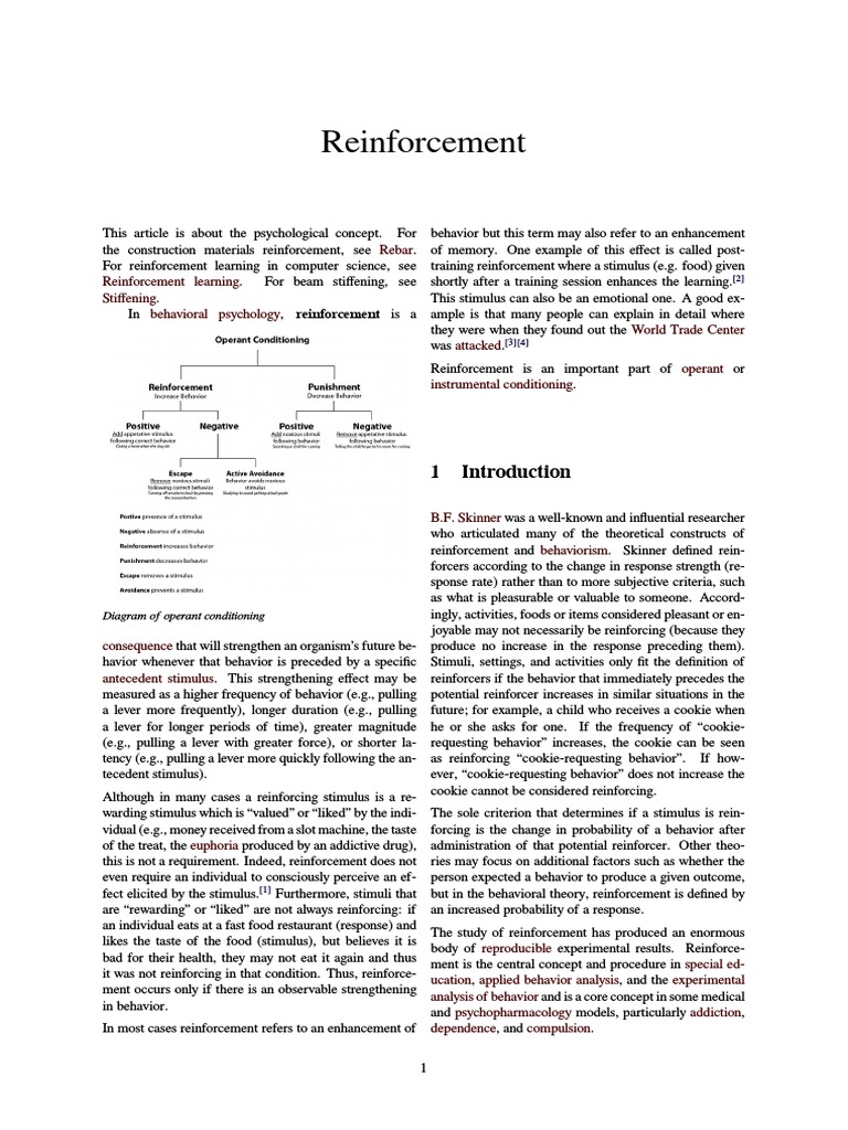 Reinforcement: Diagram of Operant Conditioning | PDF | Reinforcement | Behaviorism