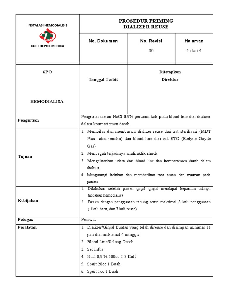 Spo Priming Tabung Reuse | PDF