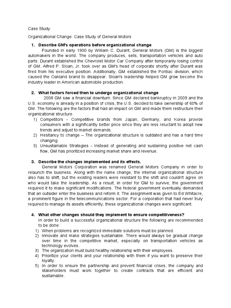GM Case Study | PDF | General Motors | Vehicles