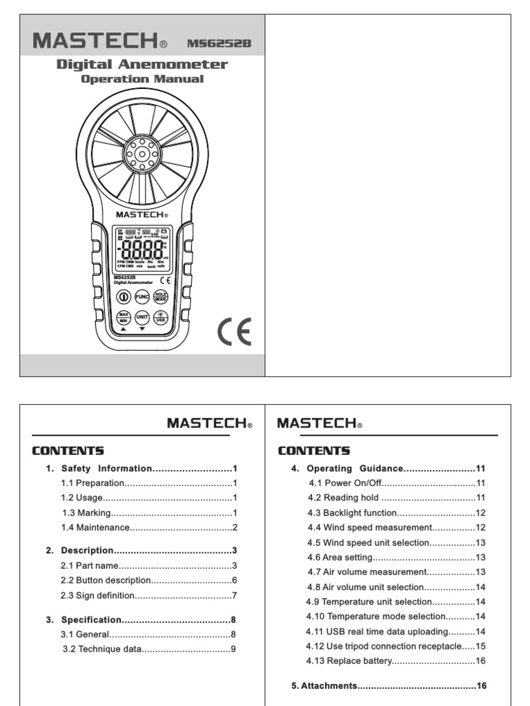 Digital Anemometer Pdf Humidity Wind Speed