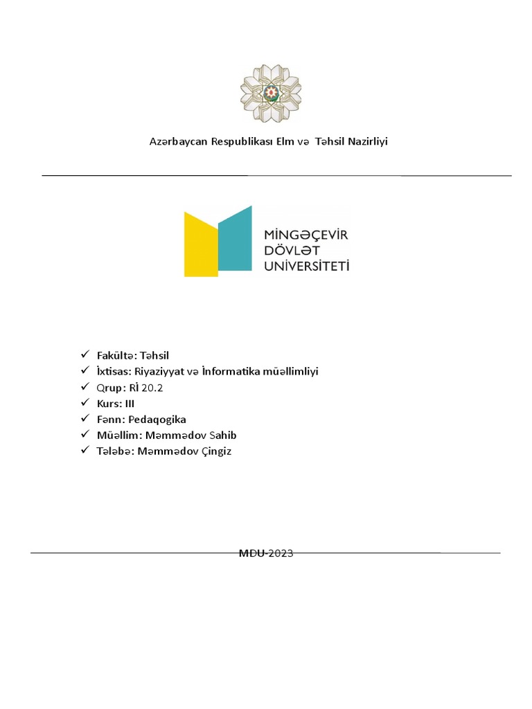 Prezentasiya Pedaqogika | PDF