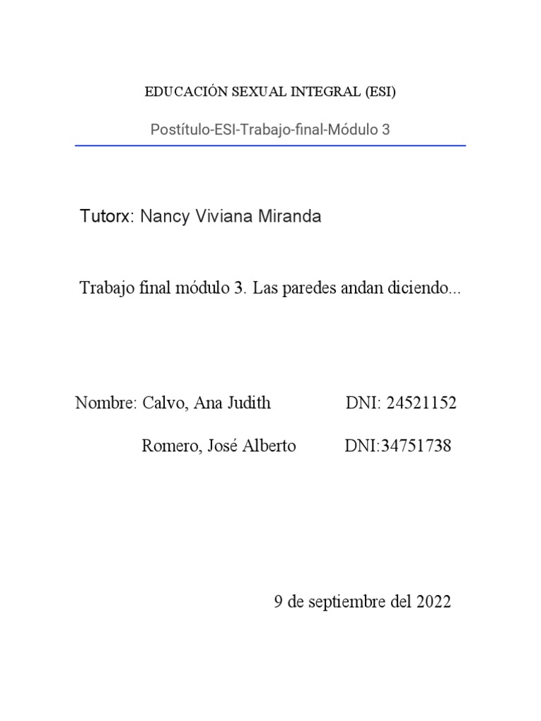 Trab - Final-Mód 3. - Romero - Aula 519 | PDF | Género | Estudios de género