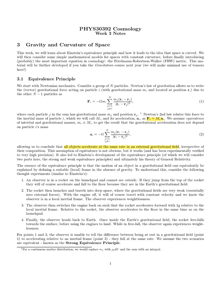 PHYS30392 Notes Week3 | PDF | Gravity | General Relativity