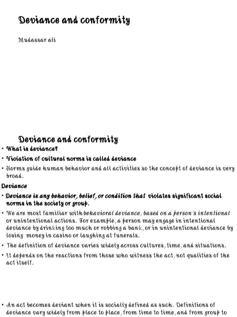 Understanding Deviance and Conformity | PDF | Deviance (Sociology) | Crimes