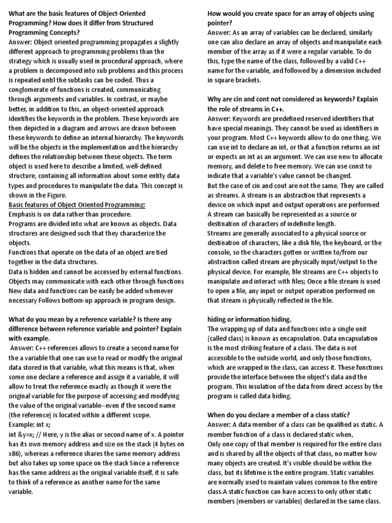 Pop Notes Pdf Class Computer Programming Inheritance Object Oriented Programming