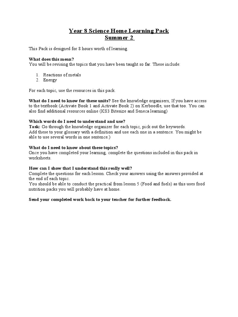 Year 8 Science: Metal Reactions Guide | PDF | Magnesium | Chemical ...