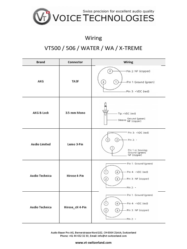Wiring VT500 VT506 VT500WATER VT506WATER | PDF | Recording | Electronics