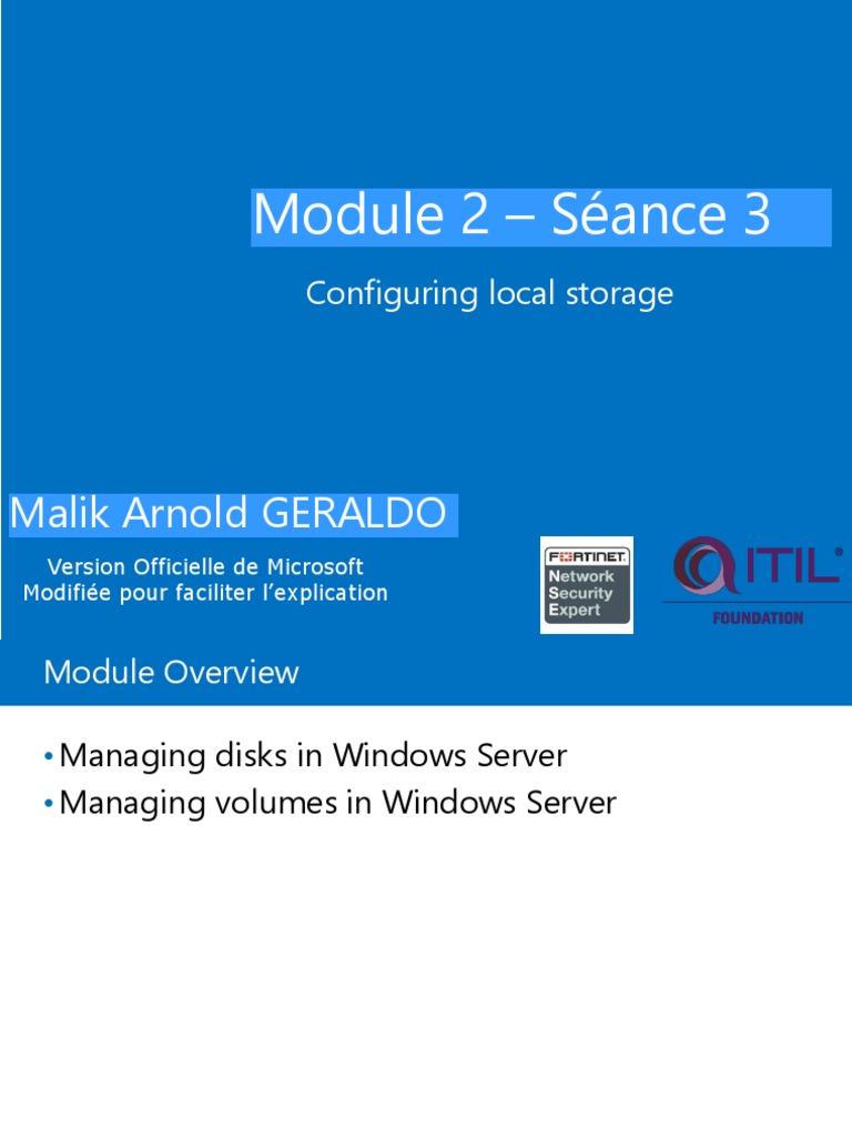 Module - 02 - Configuration Du Stockage Local | PDF | File System | Hard Disk Drive