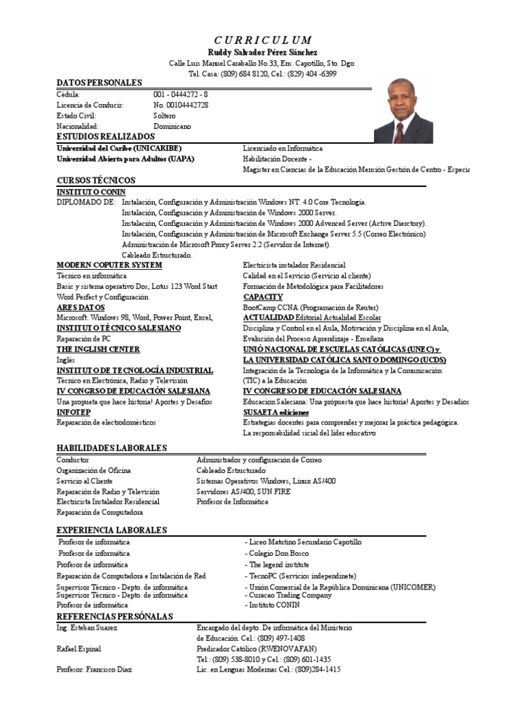 Curriculum Ruddy Pérez | PDF | Microsoft | Windows 2000