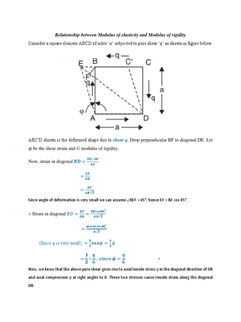 Derivation of Relationship Between E, G & G | PDF | Young's Modulus ...
