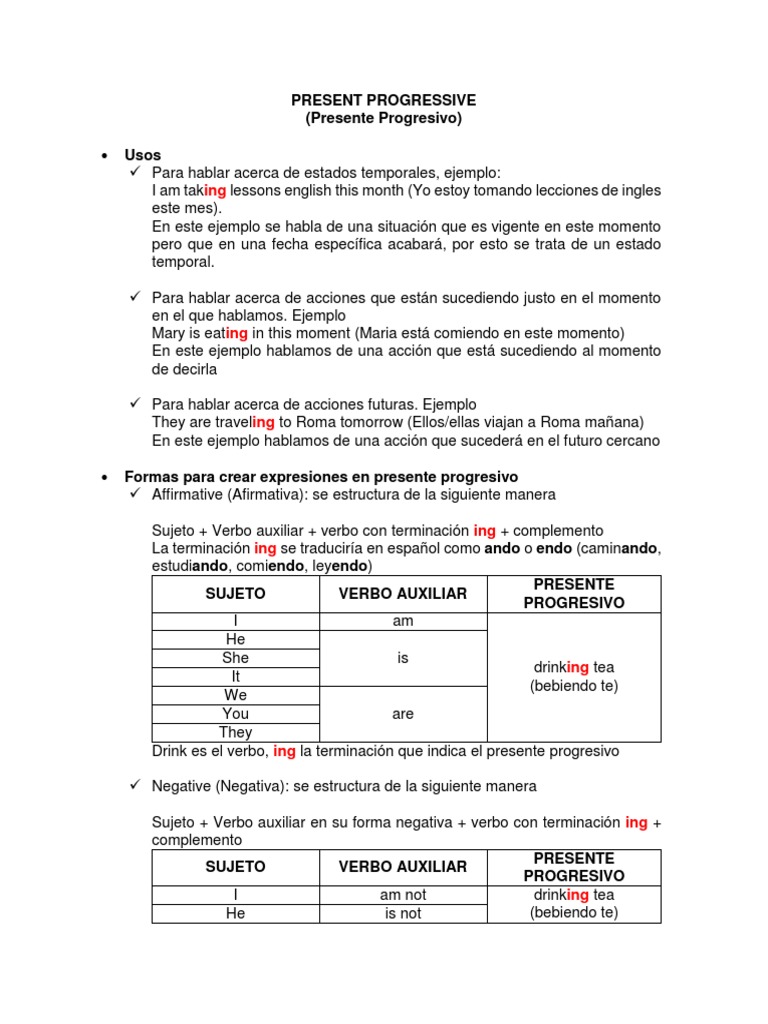 Present Progressive | PDF | Lingüística