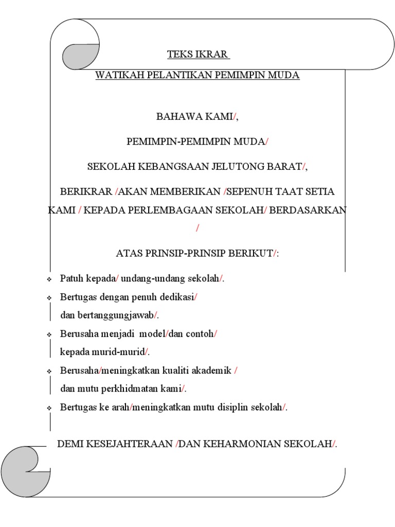 TEKS IKRAR PENGAWAS & TEKS PENGERUSI MAJLIS Edit | PDF