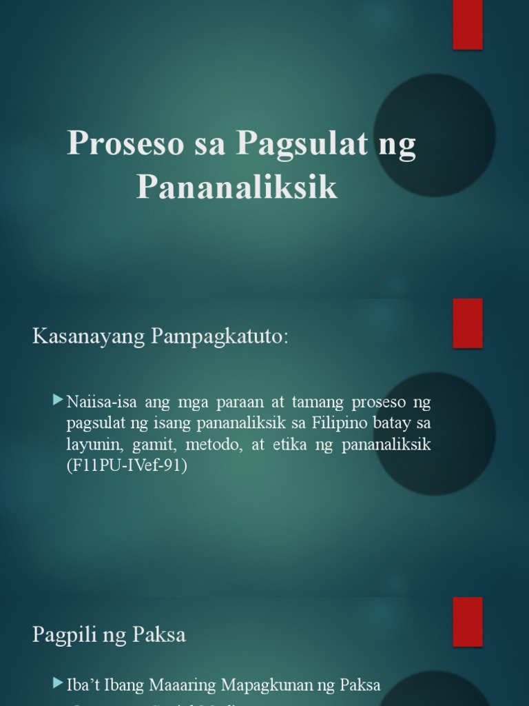 Proseso NG Pananaliksik | PDF