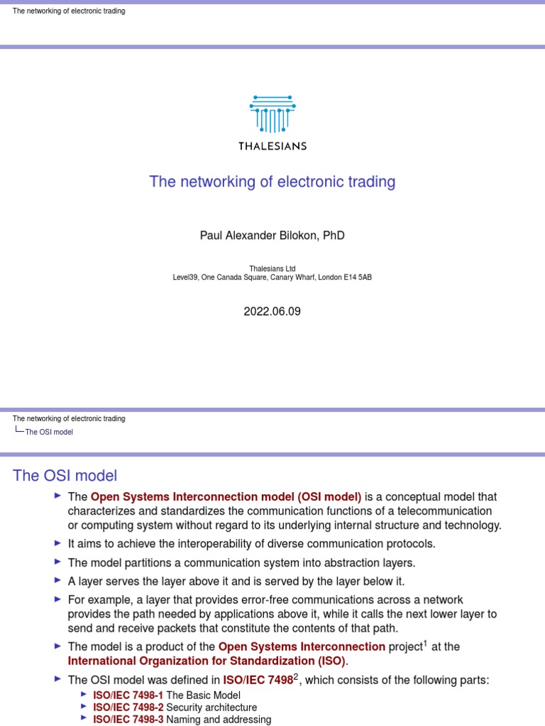 13 Networking of Electronic Trading | PDF | Network Interface ...