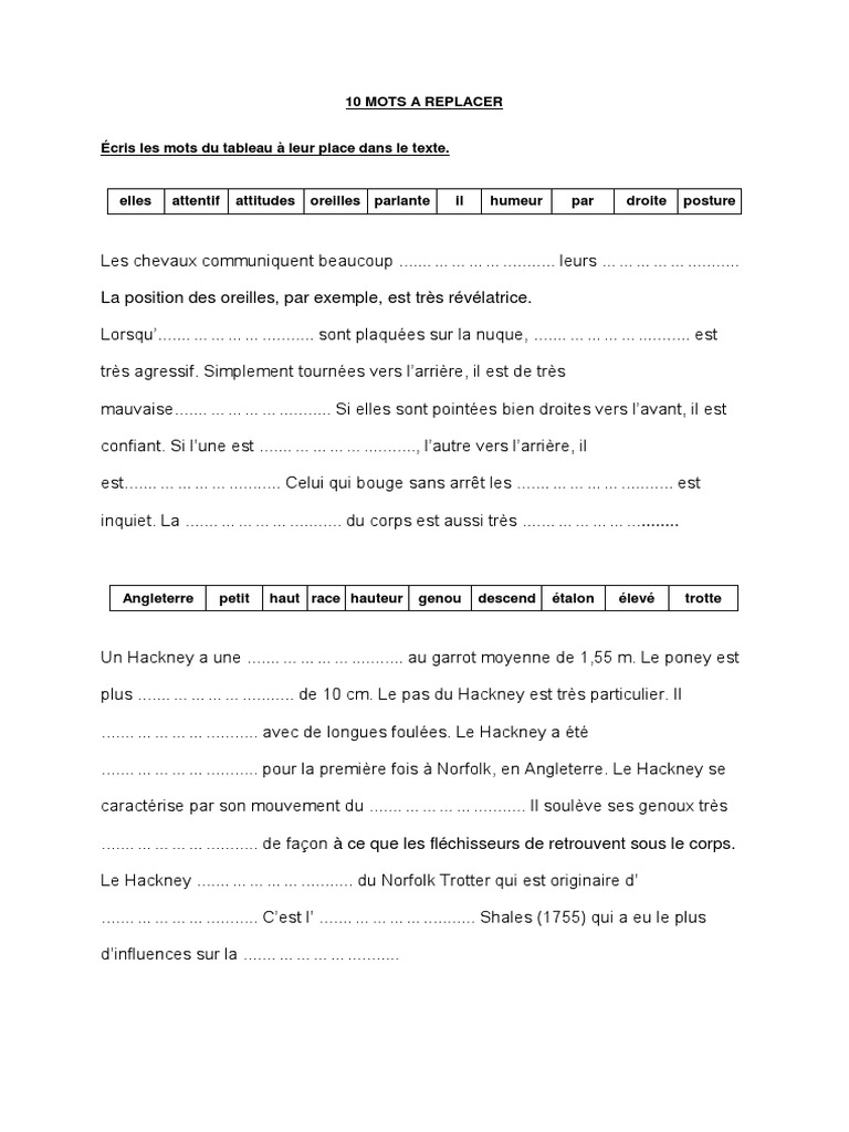 Communication et caractéristiques du cheval | PDF | Equus (genre ...