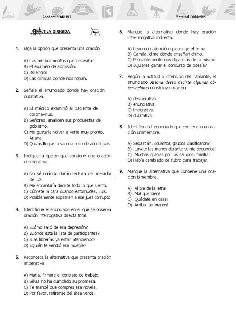 Práctica de La Oración | PDF | Oración (Lingüística) | Adverbio
