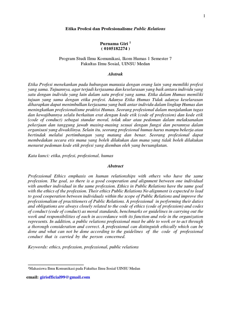 Etika Profesi Humas | PDF