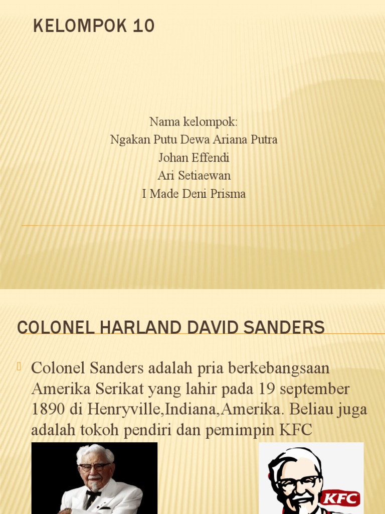 Sejarah Pendiri KFC: Colonel Sanders | PDF