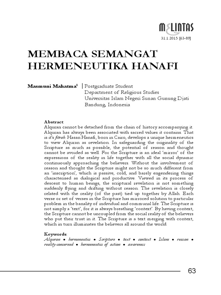 Hermeneutika Hassan Hanafi | PDF | Abrahamic Religions