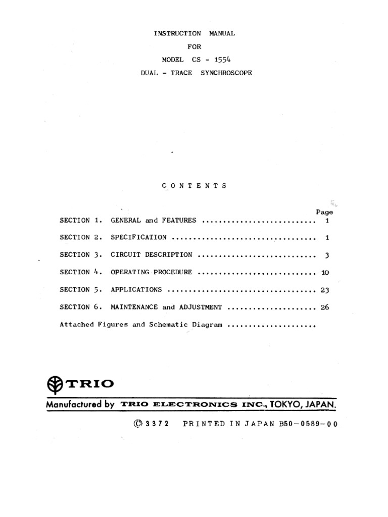 Trio CS-1554 Synchroscope Manual | PDF