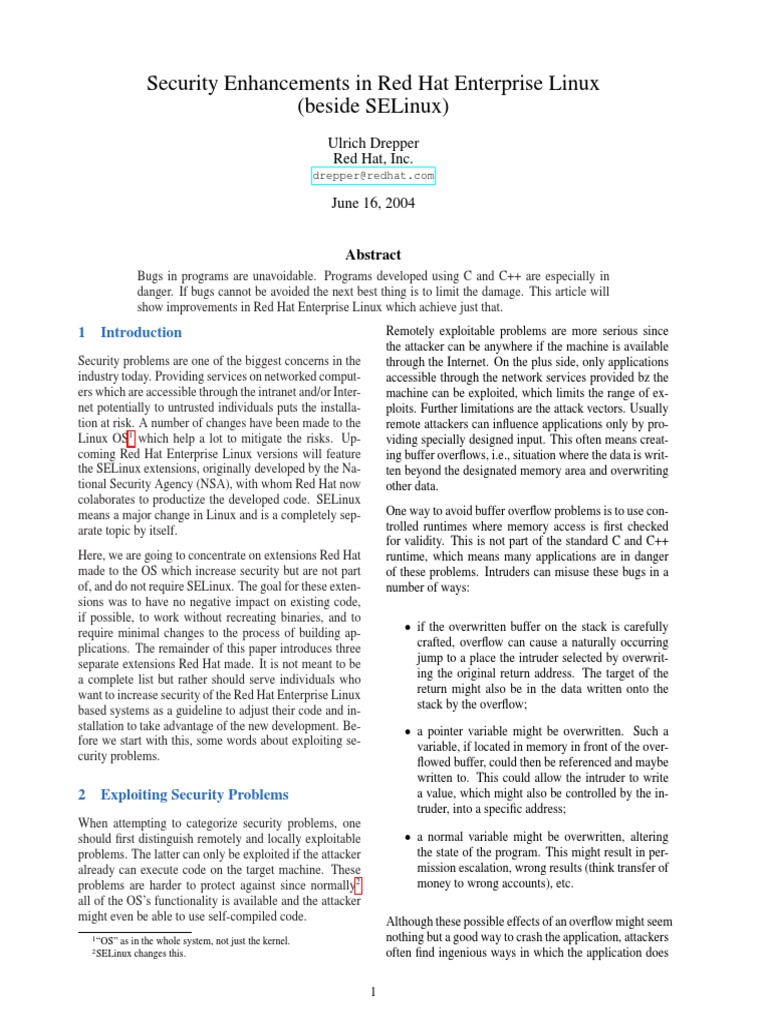 Security in Red Hat Enterprise Linux Other Than Selinux | PDF ...