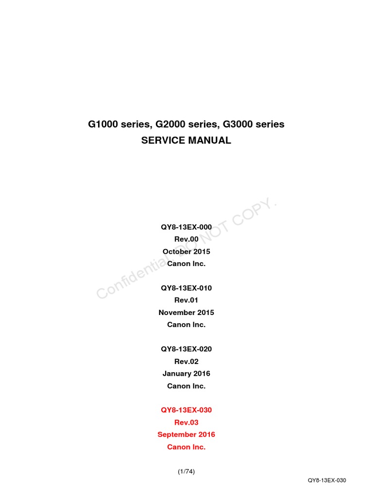 QY8-13EX-030 G1000 G2000 G3000 Service Manual E Rev03 | Download Free PDF | Printer (Computing ...