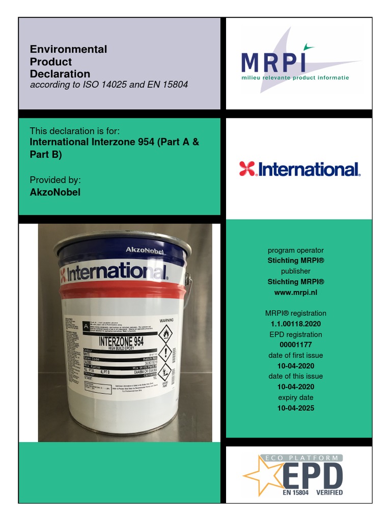 Environmental Product Declaration: International Interzone 954 (Part A ...