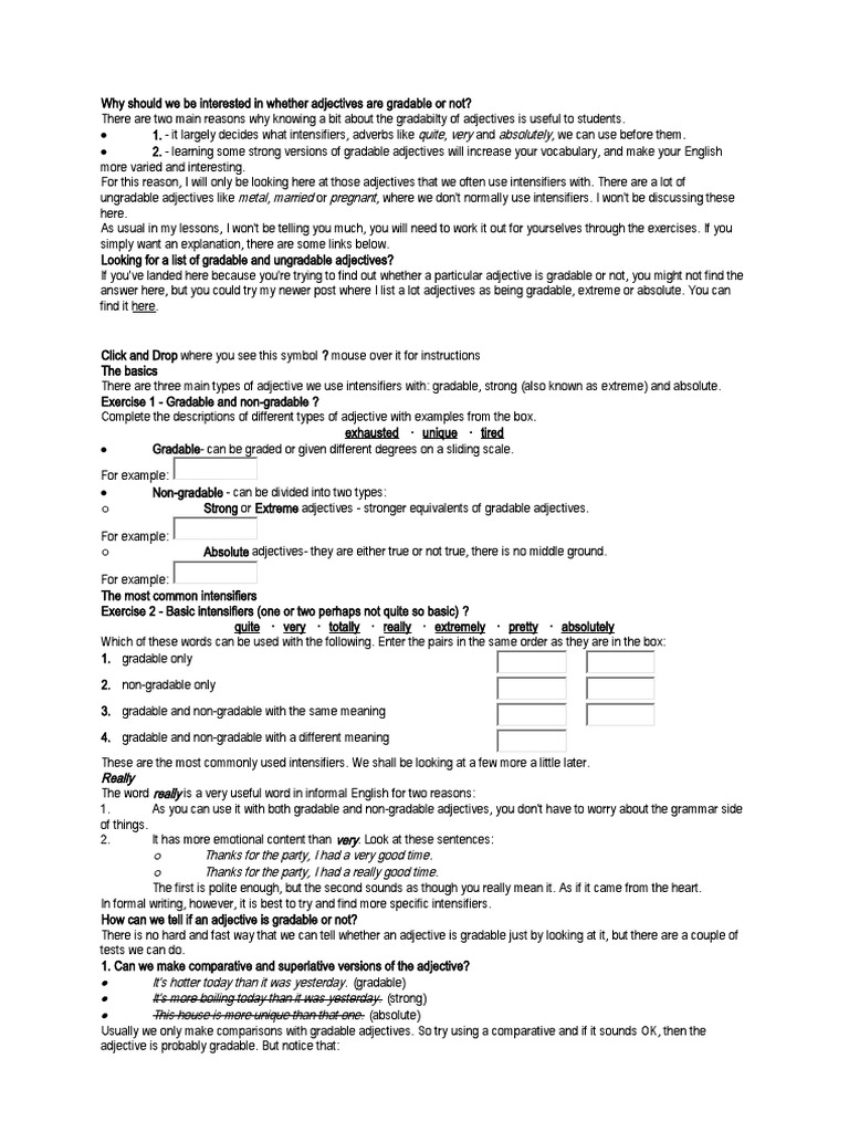 2018-07-08 Adjectives Gradable and Ungradable | PDF | Adjective ...