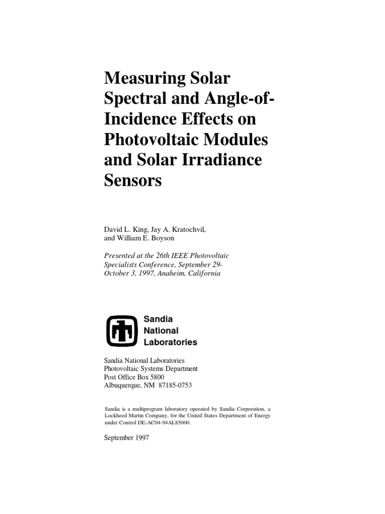 Measuring Solar Spectral and Angle-of-Incidence Effects On Photovoltaic ...