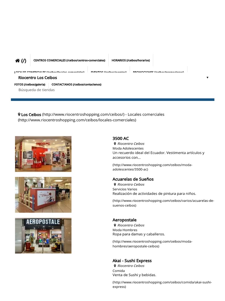 Riocentro Shopping Centro Comercial Los Ceibos Tiendas | PDF