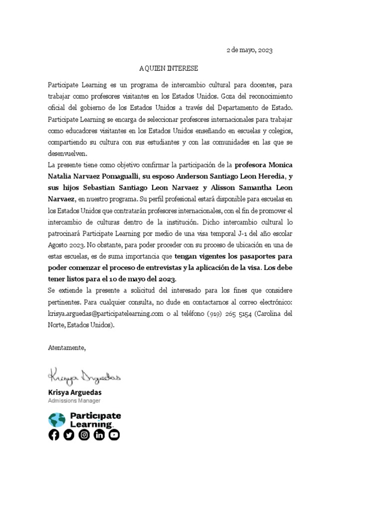 Passport Letter | PDF