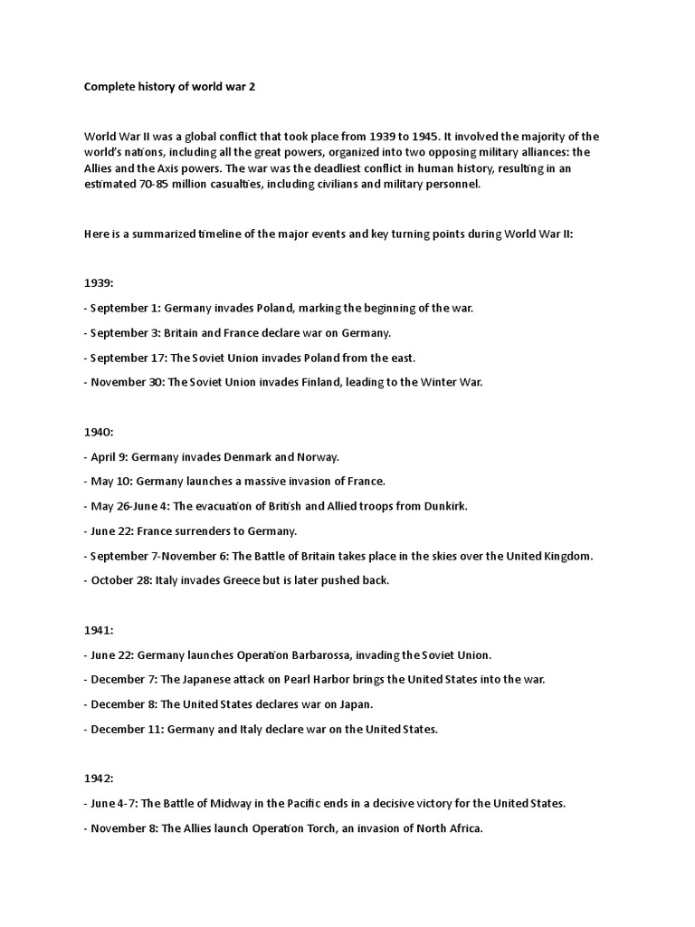 WWII Major Events Timeline | PDF | World War II | Allies Of World War II