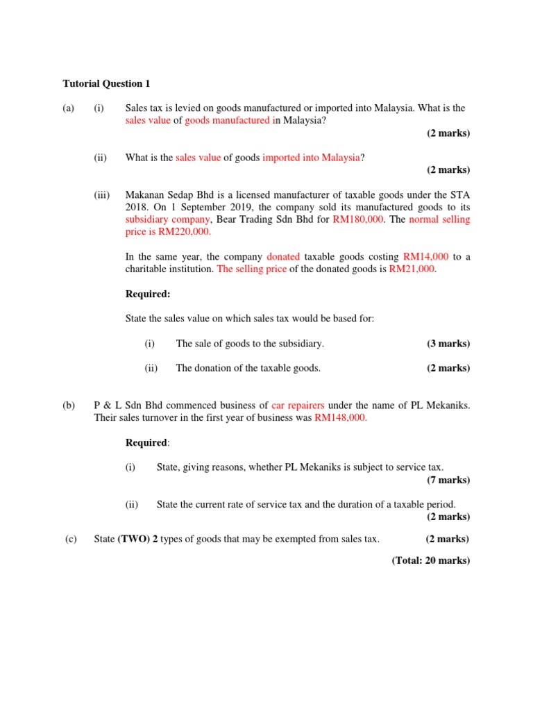Tutorial Question - Sales - Service Tax 1 | PDF | Taxes | Prices