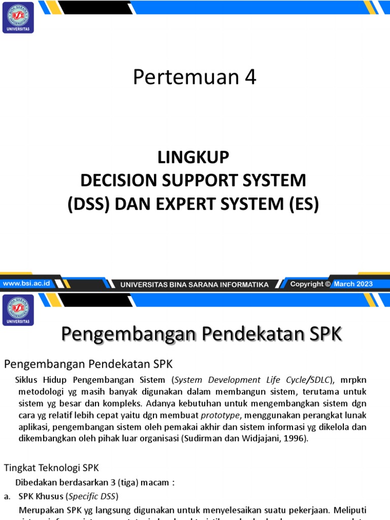 Pertemuan 4: Lingkup Decision Support System (DSS) Dan Expert System (Es) | PDF | Komputer