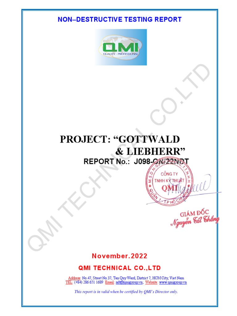 FINAL REPORT CẨU GOTTWARD & LIBIEHERR 11.2022 | PDF | Nondestructive ...