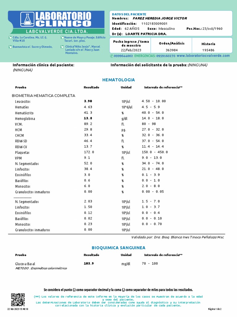 Resultados de Análisis de Sangre | PDF | Colesterol | Sangre