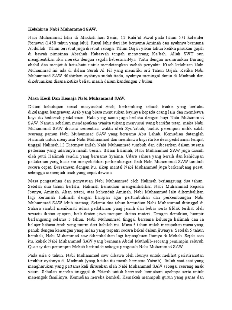 Biografi Nabi Muhammad Saw | PDF