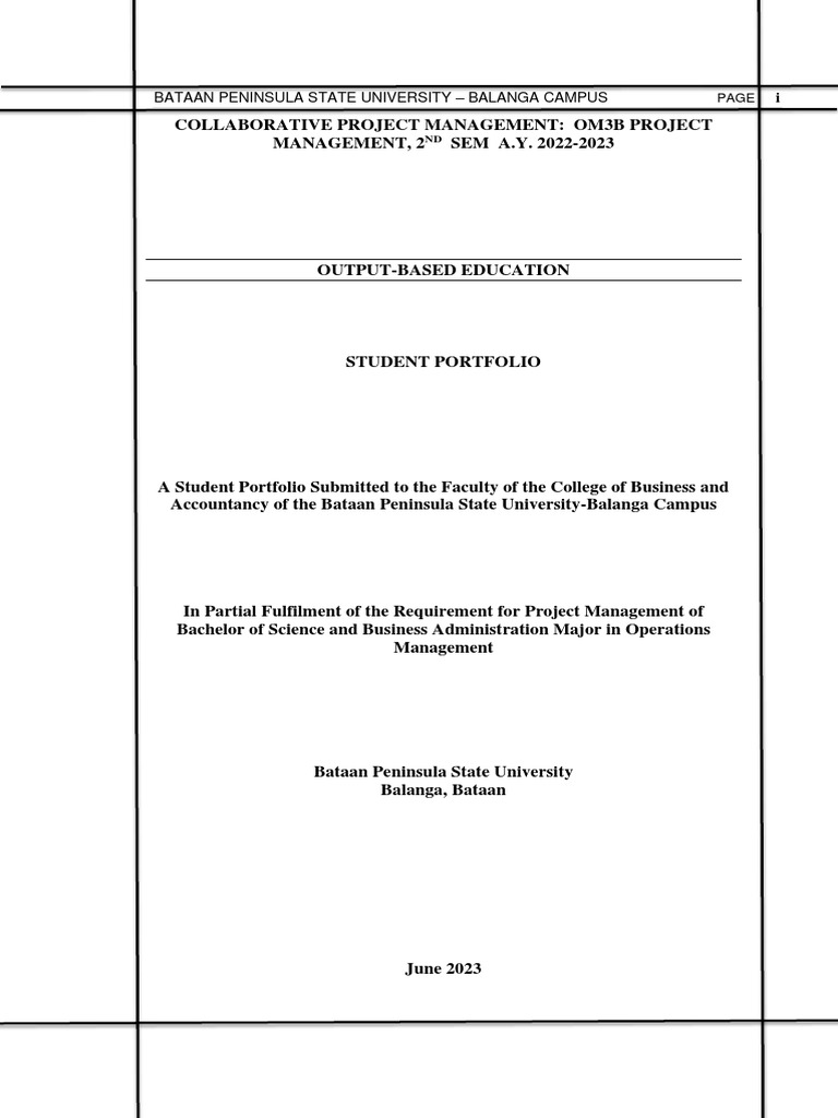 BPSU OM3B Project Management Portfolio | PDF | Cognition