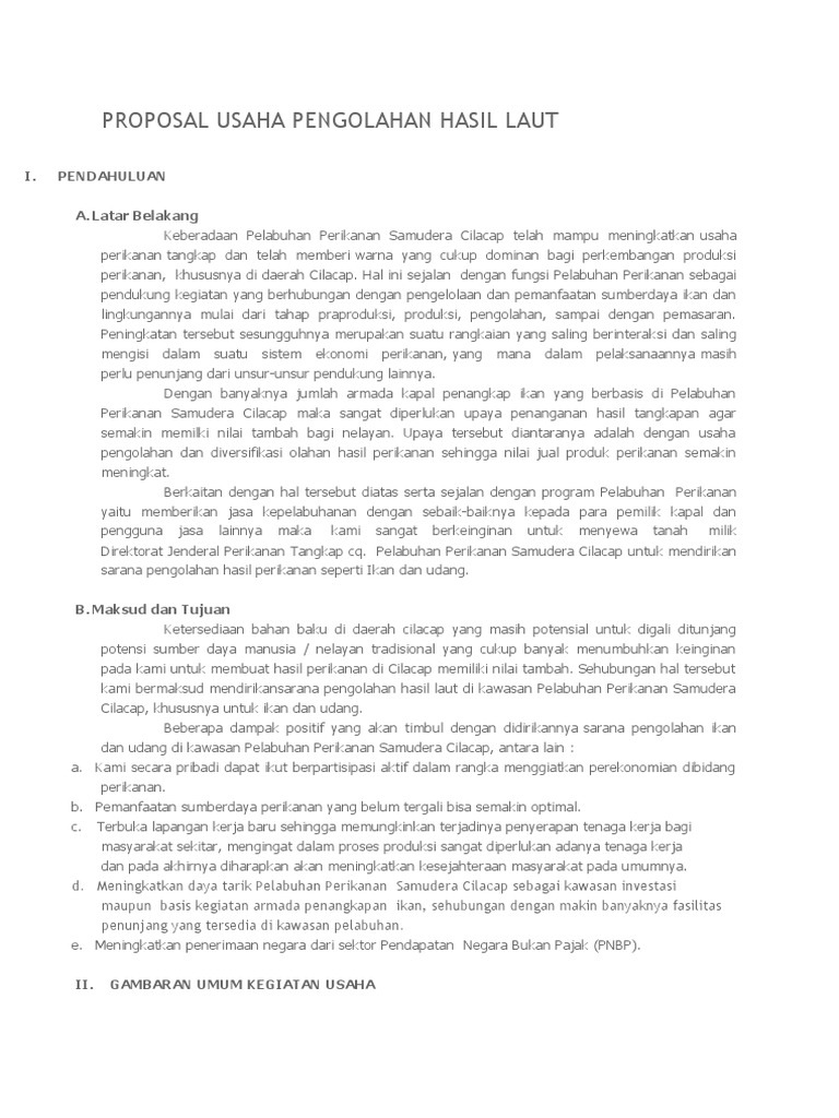 Proposal Usaha Pengolahan Hasil Laut | PDF