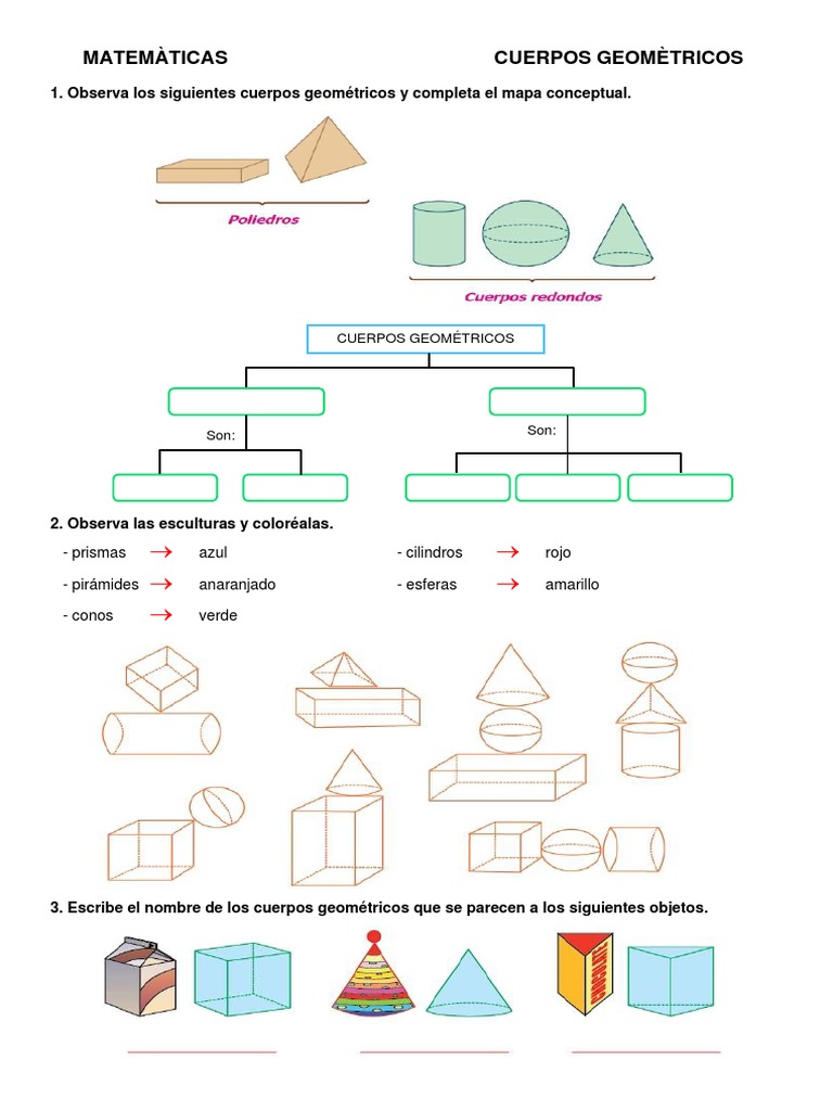 Ficha Caracteristicas Cuerpos Geometricos | PDF