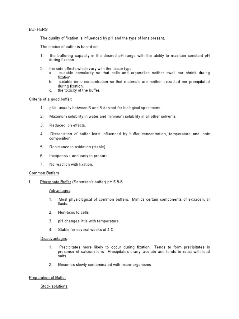 BUFFERS For SEM Fixative Preparation (Karnovsky Fixative Adaptation ...