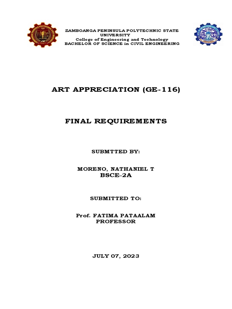 Art Appreciation Final Requirements | PDF | Paintings | Fashion